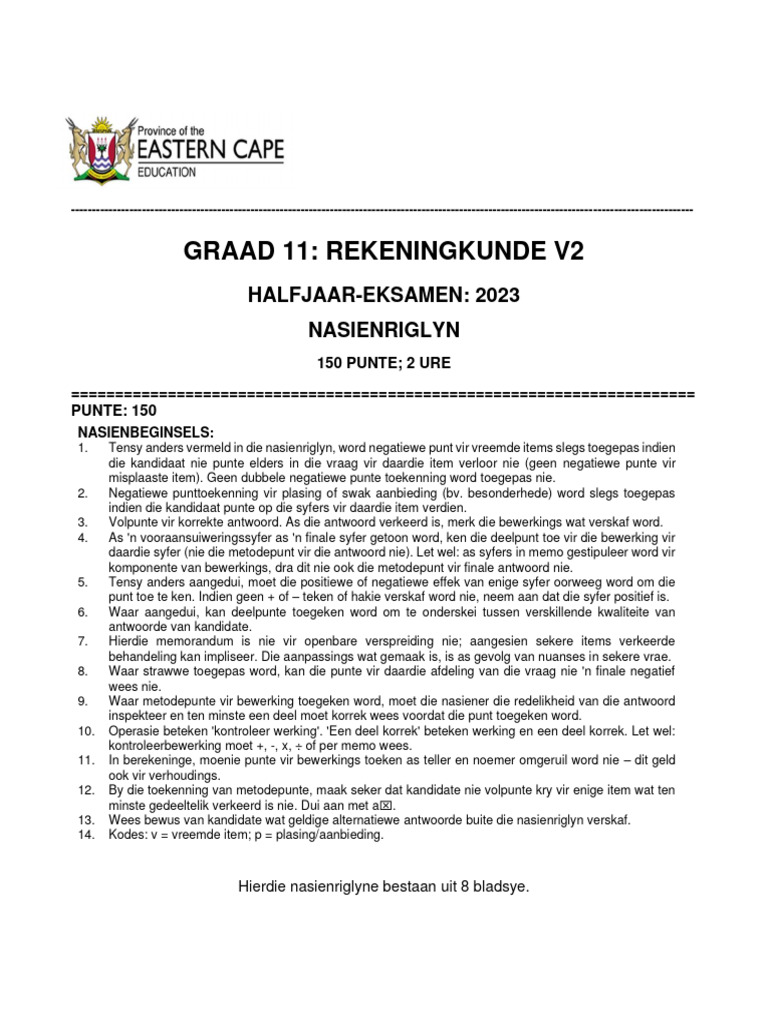 Gr11 Rek OK Junie 2023 Memorandum V2 | PDF