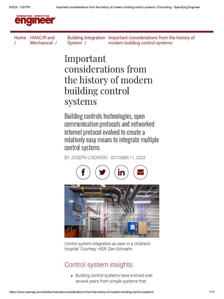 Important Considerations From The History of Modern Building Control ...