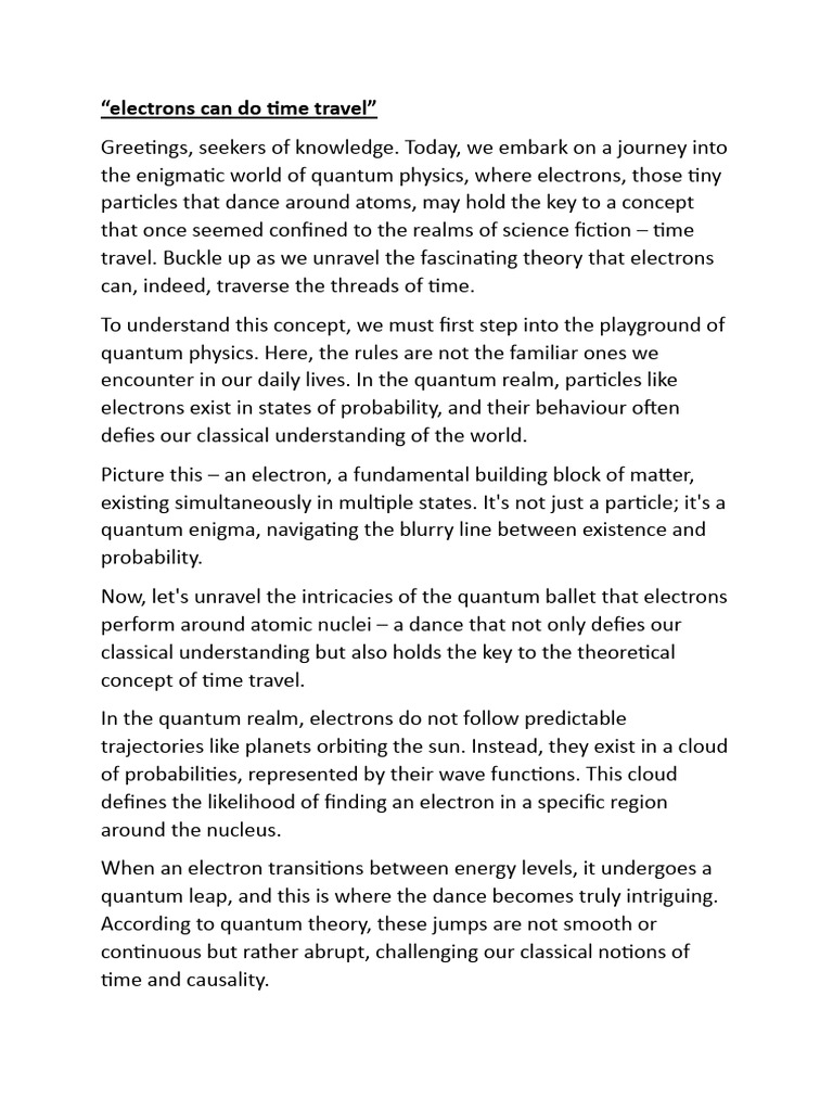 Electrons Can Do Time Travel | PDF | Time | Electron