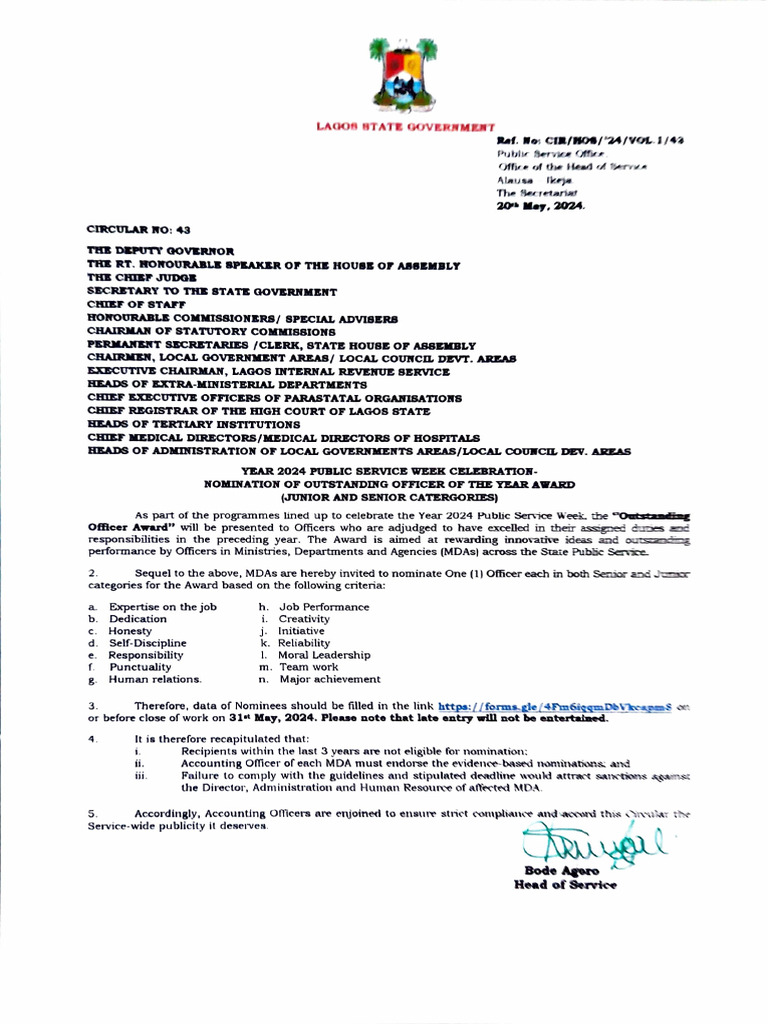 2024 Outstanding Officer Award Nomination | PDF | Government