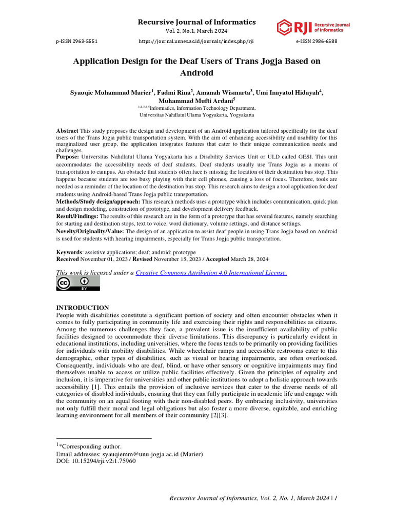 Application Design for the Deaf Users of Trans Jogja Based on Android ...