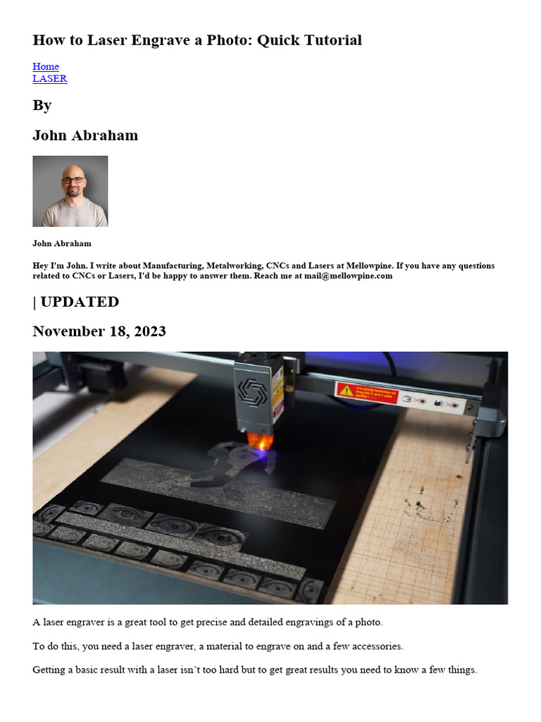 How to Laser Engrave a Photo | PDF | Engraving | Graphic Design