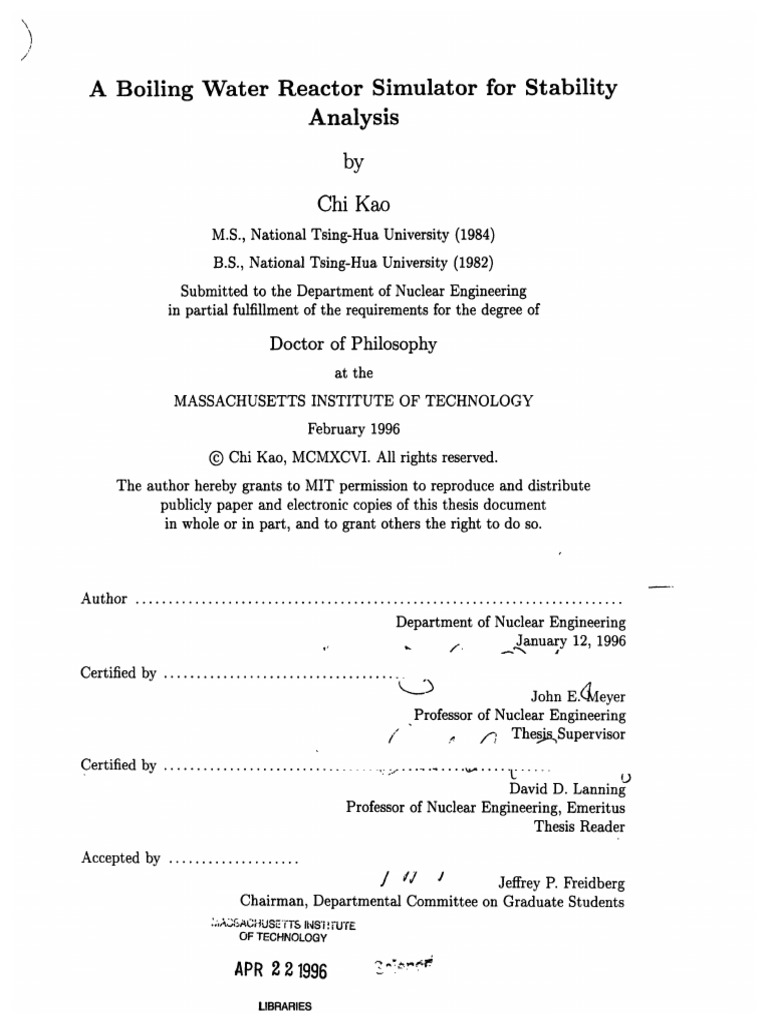 A Boiling Water Reactor Simulator For Stability Analysis | PDF | Fluid Dynamics | Nuclear Reactor