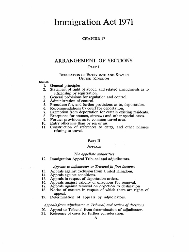Immigration Act 1971 | PDF | Appeal | Justice