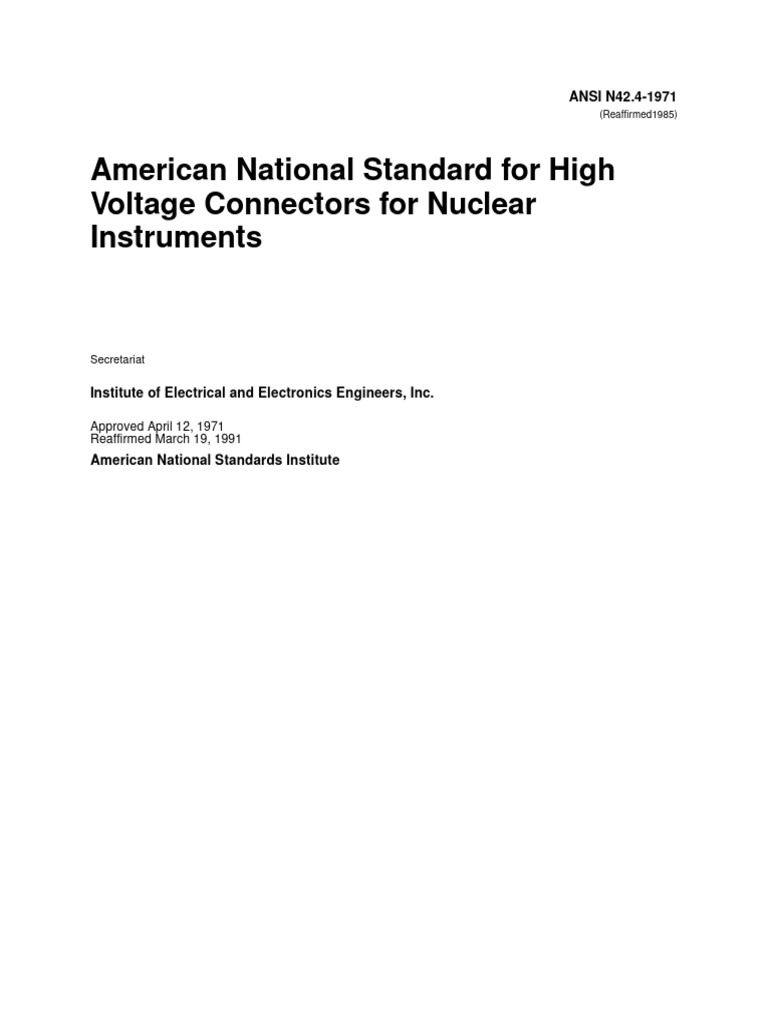 Ansi N42.4-1971 | PDF | Electrical Connector | Electrical Engineering