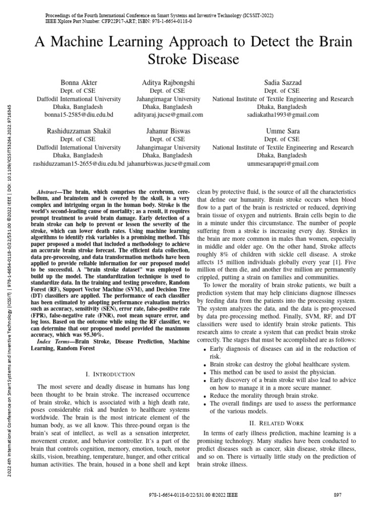 Bonna Akter A Machine Learning Approach To Detect The | PDF | Sensitivity And Specificity ...
