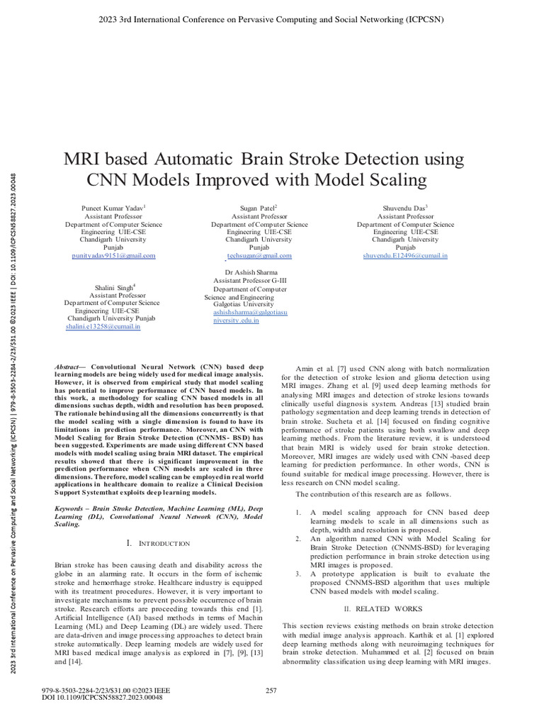 CNN Models for Stroke Detection | PDF | Deep Learning | Machine Learning