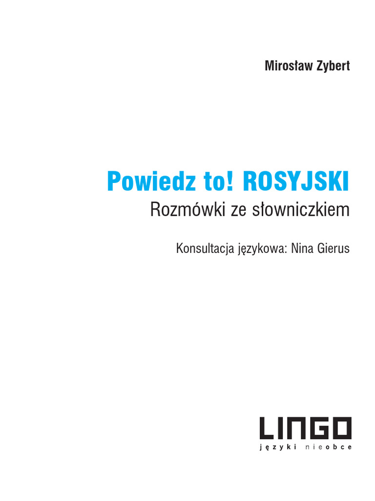 Rosyjski. Rozmówki. Powiedz To! | PDF