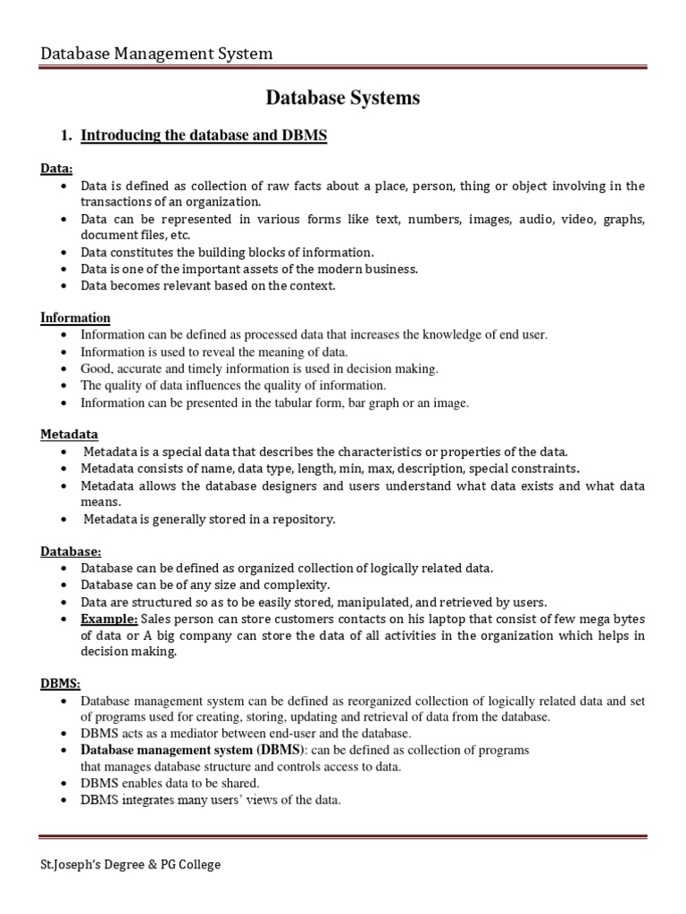 DBMS Notes Full | PDF | Databases | Computer Virus