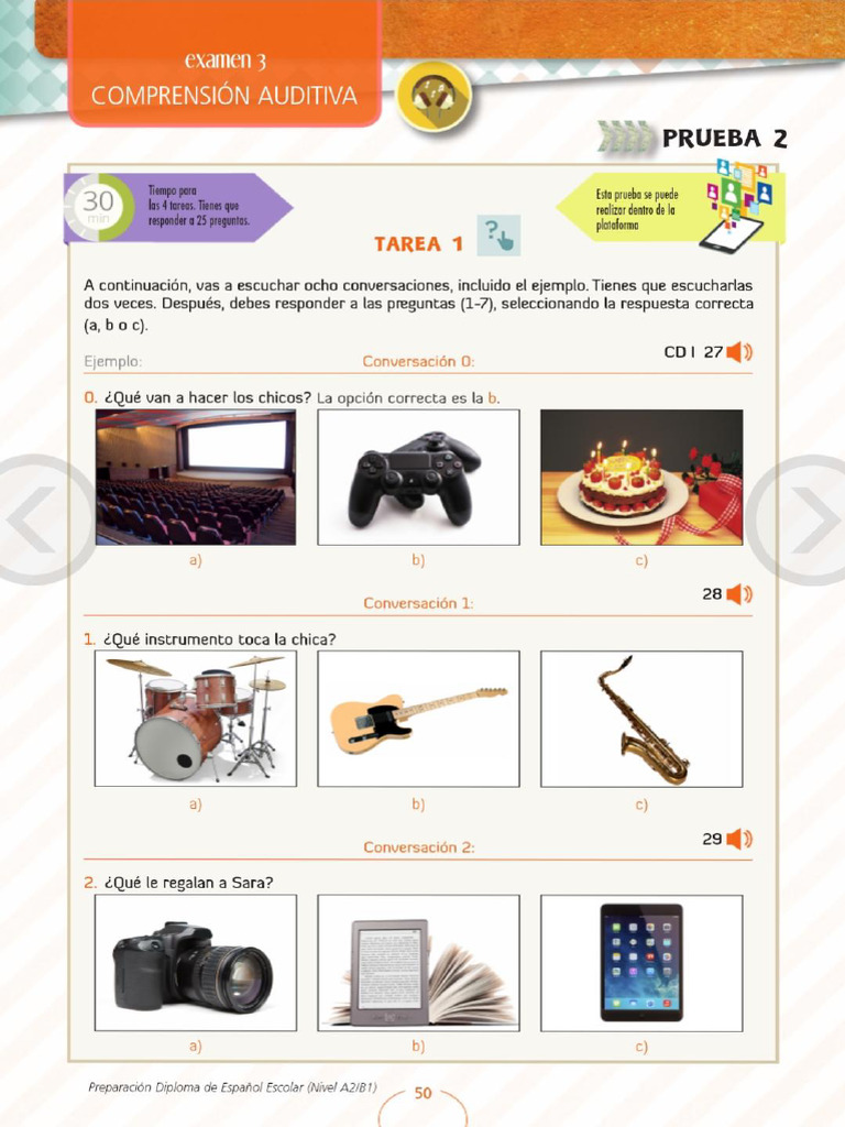 Prueba 2. Comprensión Auditiva (e3) | PDF