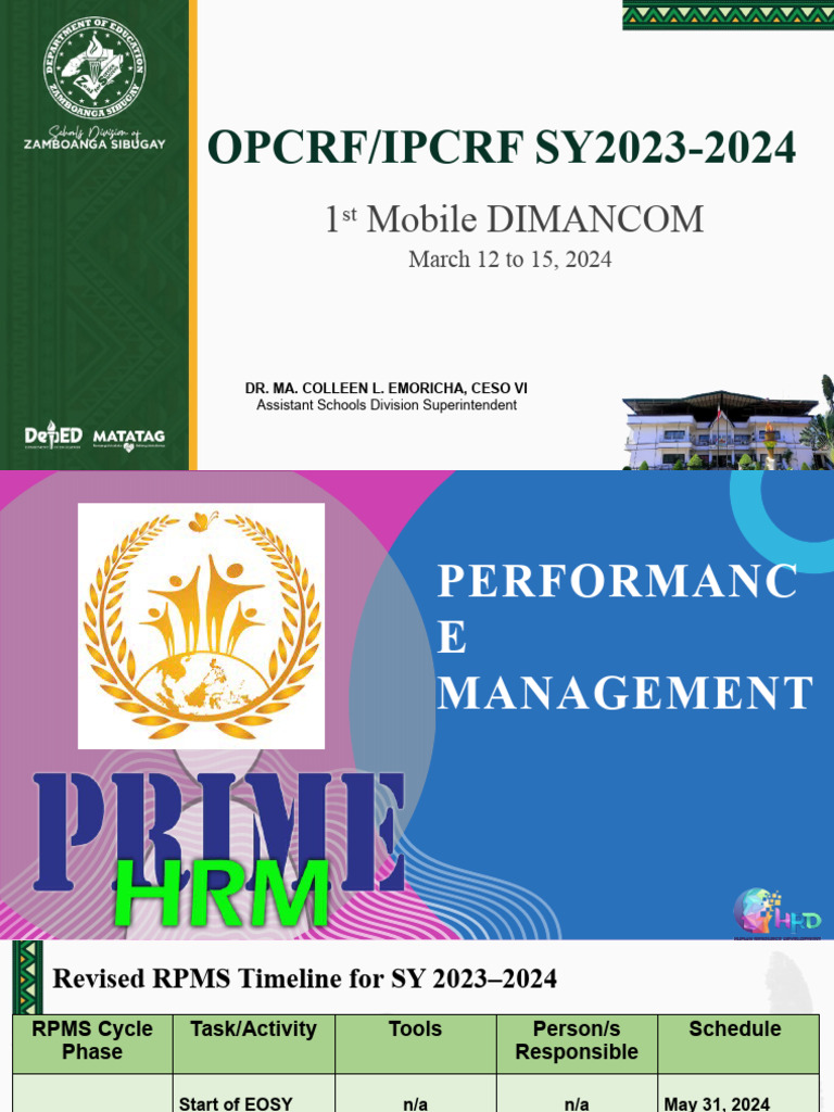 OPCRF/IPCRF Performance Timeline 2023-2024 | PDF | Educational Assessment | Teachers