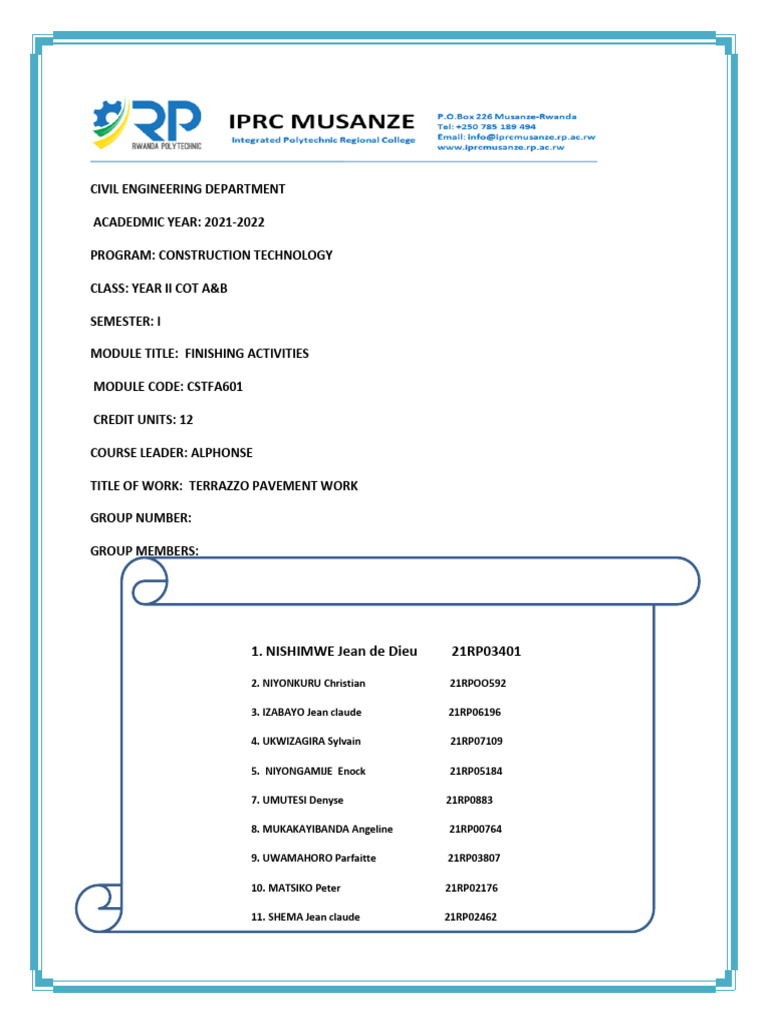 Terrazzo Assignment For Floor | PDF | Materials | Building Engineering