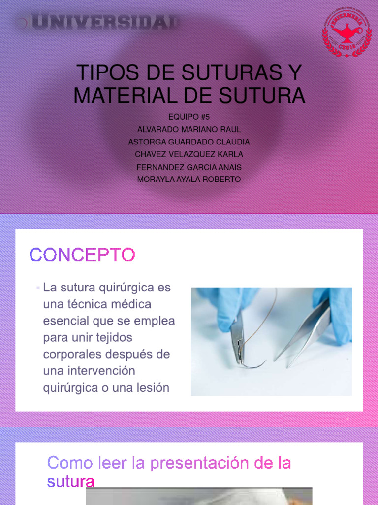 Tipos y Materiales de Suturas Quirúrgicas | PDF
