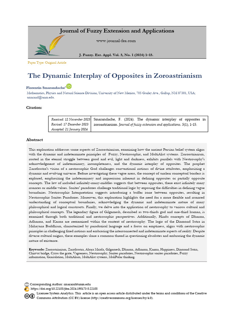 The Dynamic Interplay of Opposites in Zoroastrianism | PDF | Śūnyatā | Soul