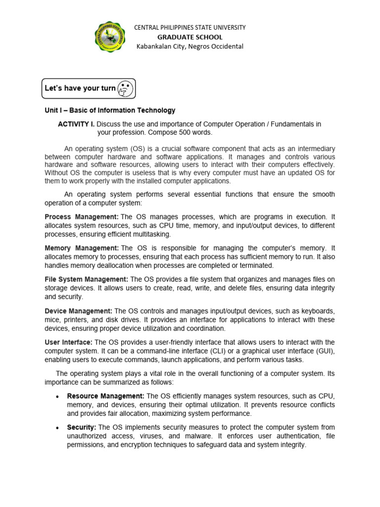 Unit I - Evaluation | PDF | Operating System | Process (Computing)
