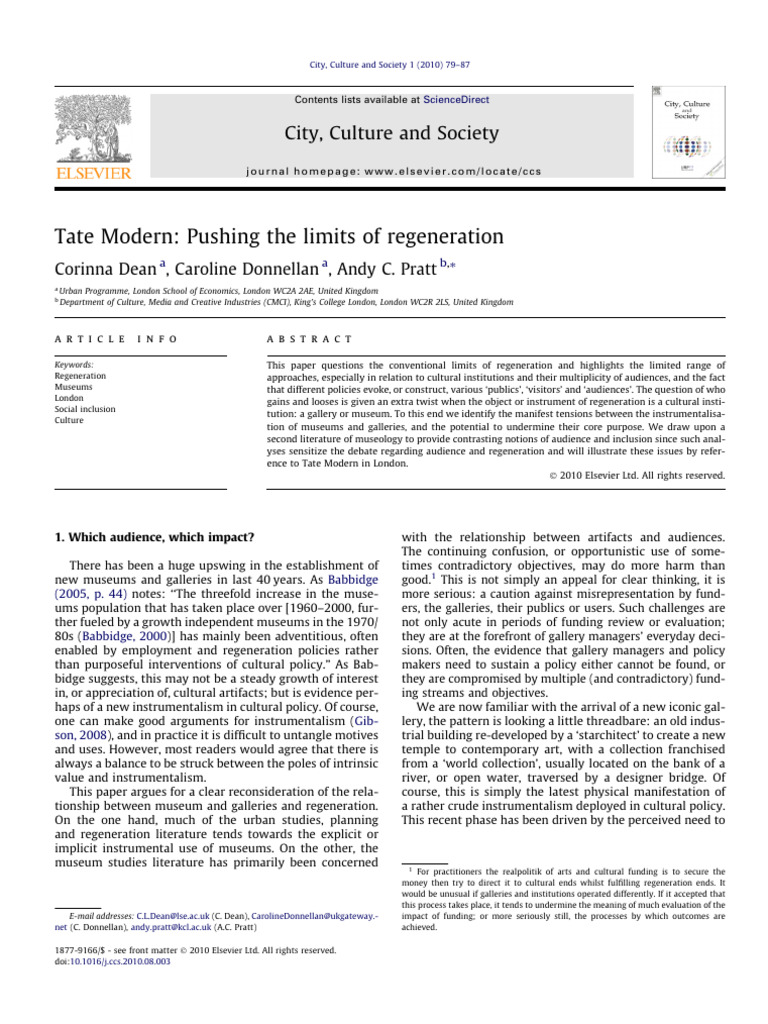 Tate Modern Pushing The Limits of Regeneration | PDF | Museum | Urban ...