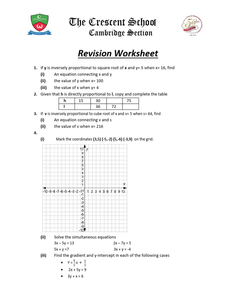 Revision Worksheet 1. | PDF