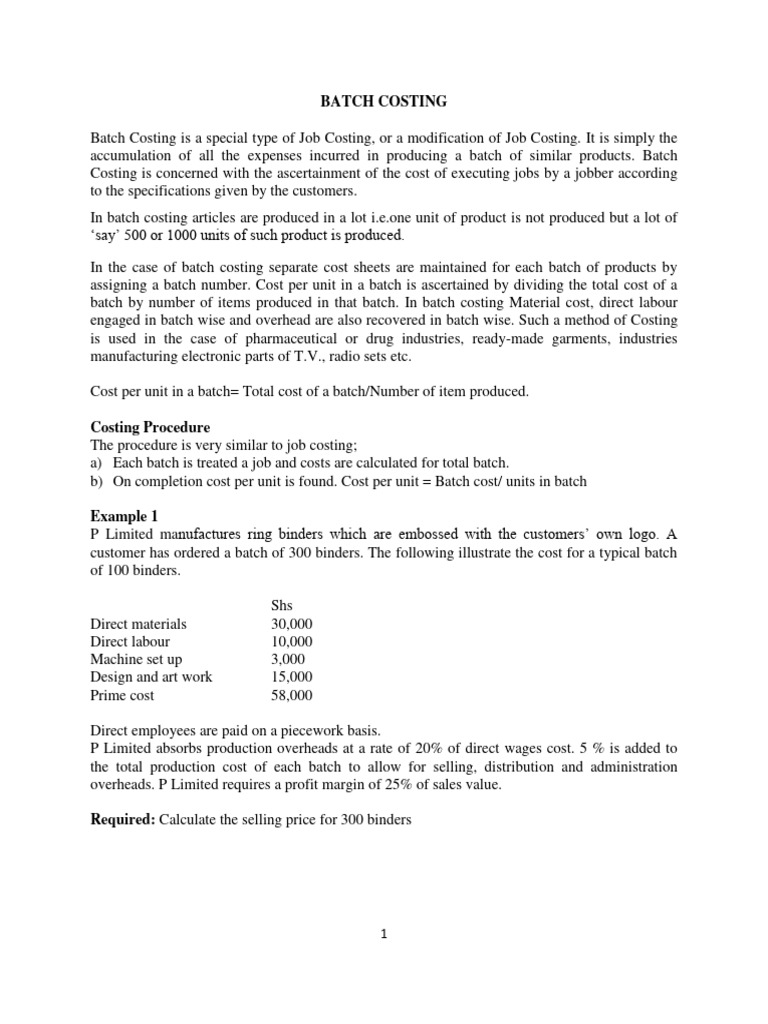 BATCH COSTING | PDF | Cost | Cost Of Goods Sold