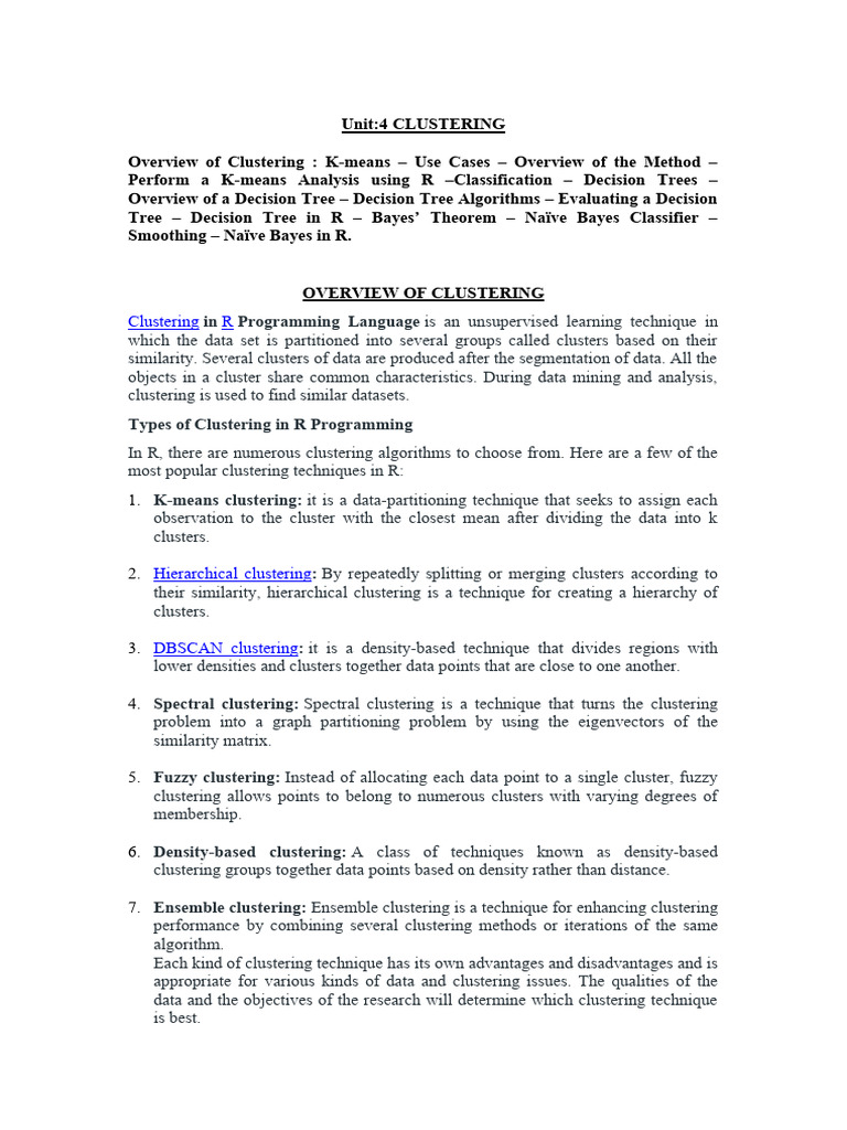 UNIT4-DATASCIENCE | PDF | Cluster Analysis | Computer Programming