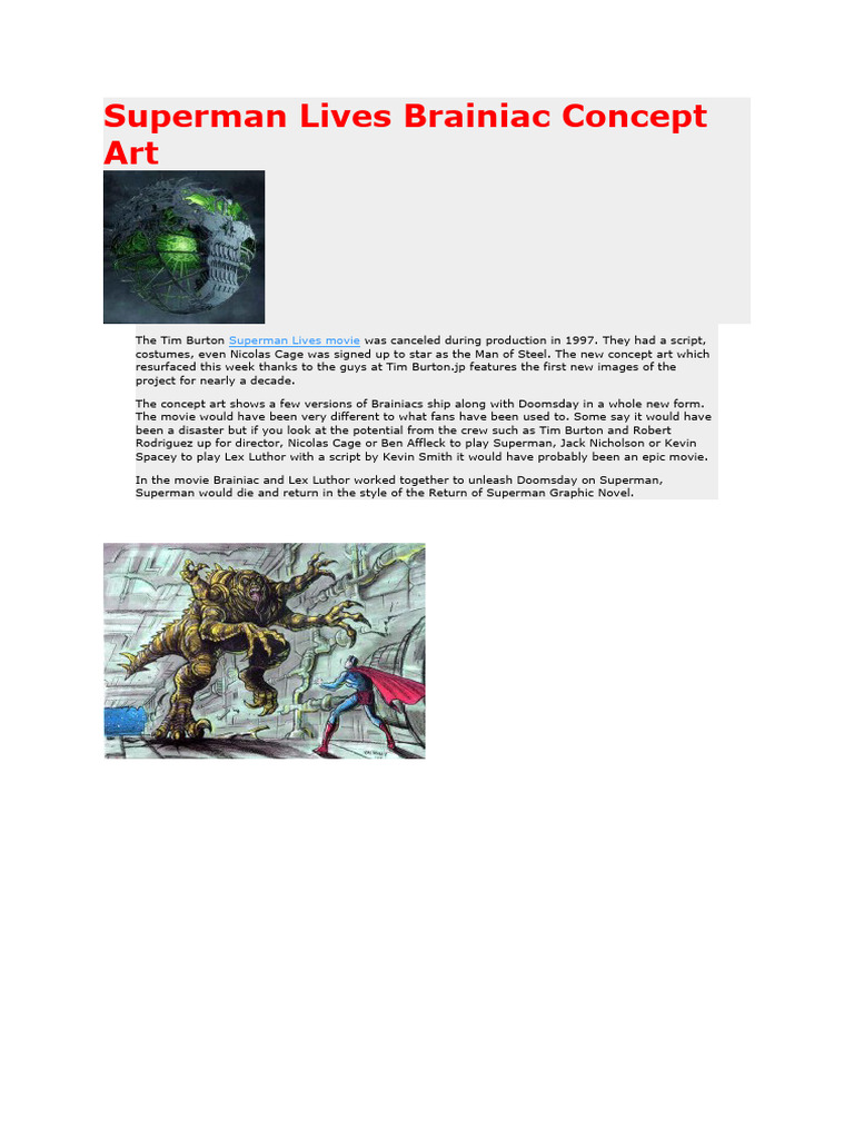 Superman Lives Brainiac Concept Art | PDF