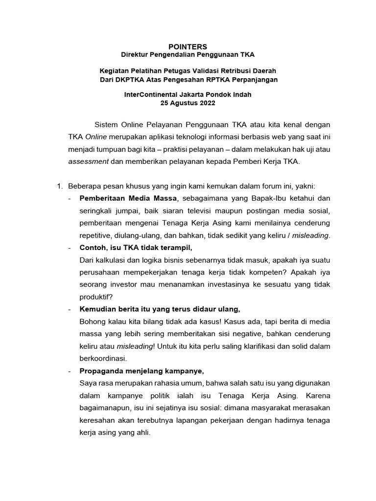 (Konsep) Pointers Direktur Pptka | PDF