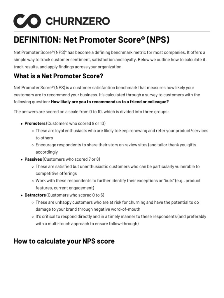 DEFINITION: Net Promoter Score® (NPS) | PDF | Business Process ...