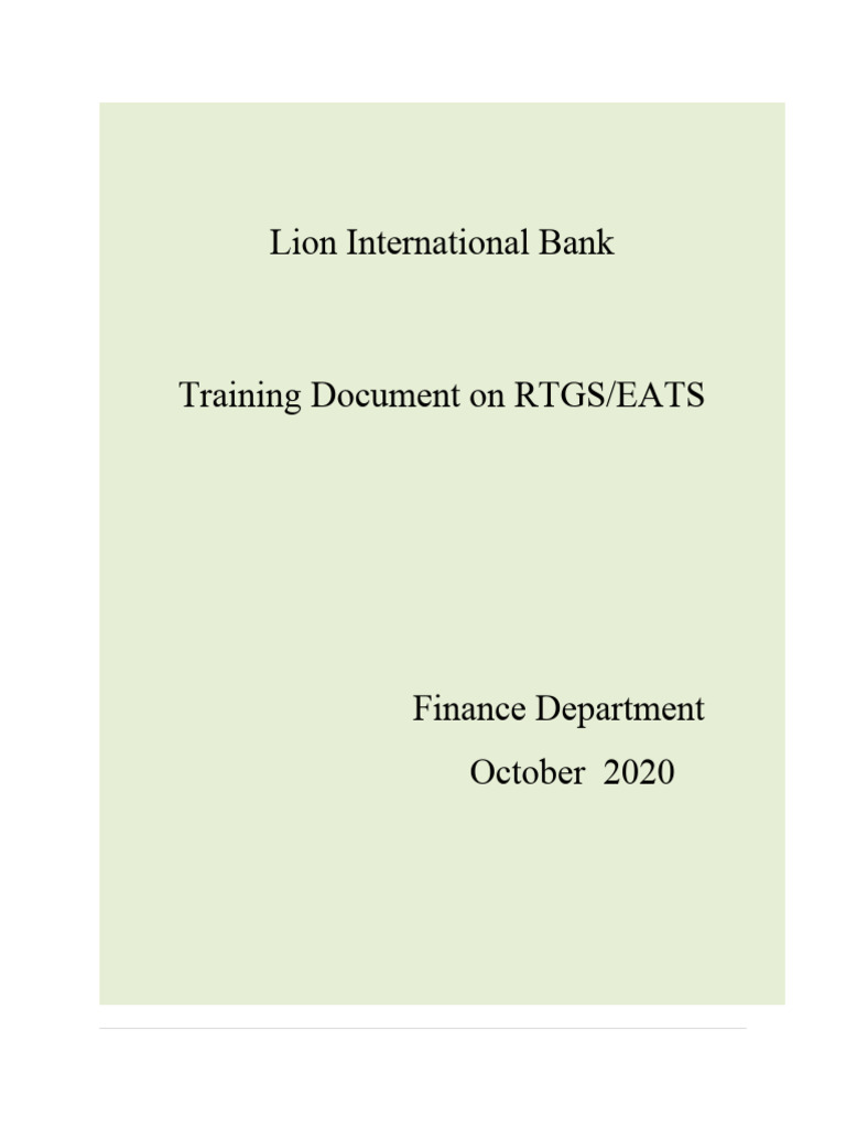 Training Document On RTGS - EATS | Download Free PDF | Login | Clearing (Finance)