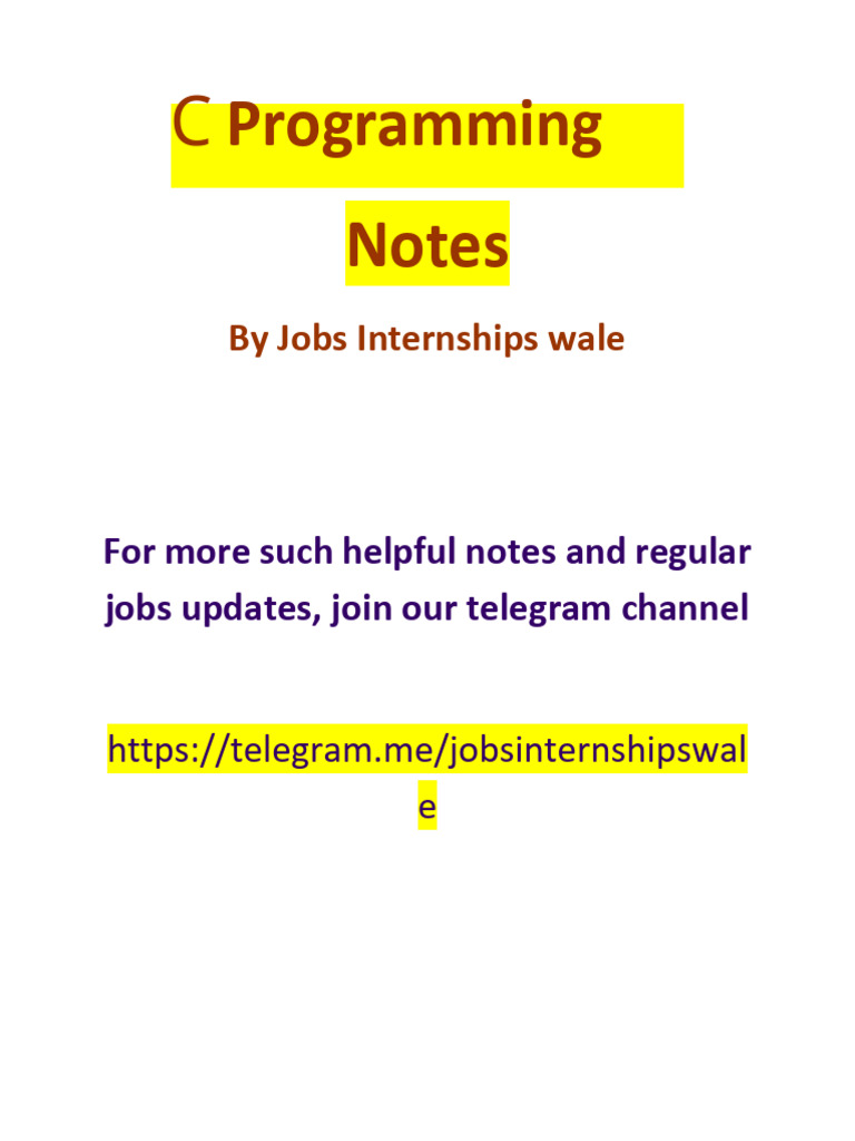 Best C Programming Notes | PDF Best C Programming Notes | PDF