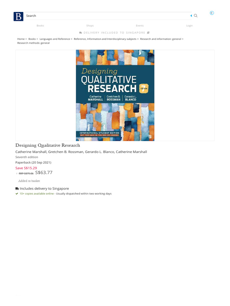 Designing Qualitative Research - Catherine Marshall, - 9781071852521 - Blackwell's | PDF ...