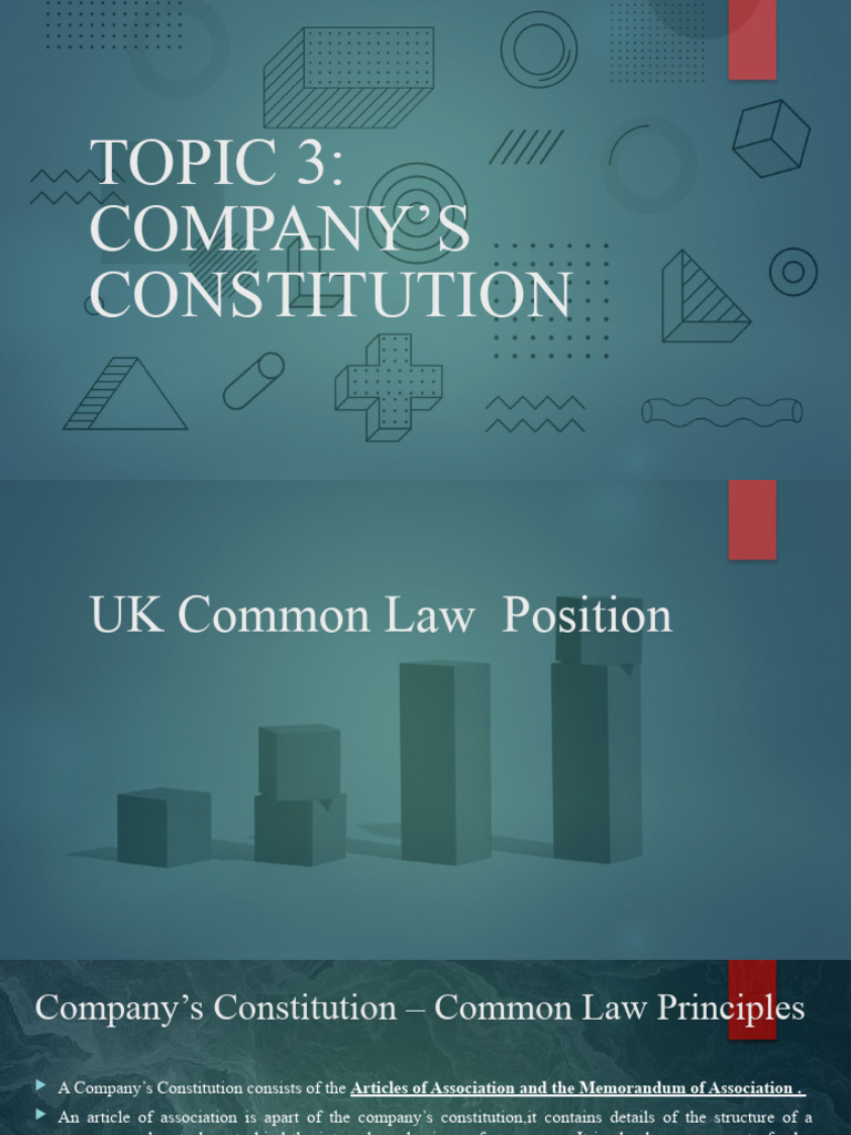 Company Constitution and Common Law Principles | PDF | Articles Of ...