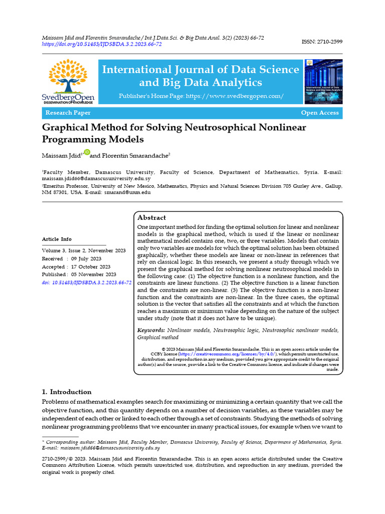 Graphical Method For Solving Neutrosophical Nonlinear Programming Models | Download Free PDF ...