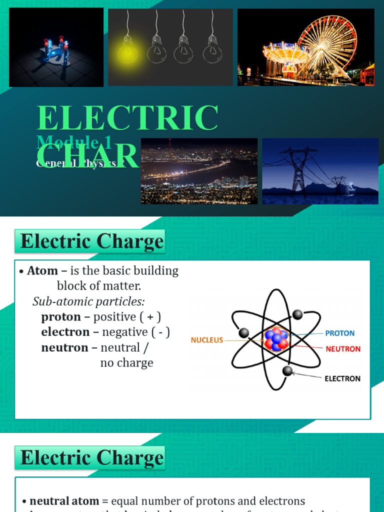 Week 1 - Electric Charges - Gen. Physics 2 | PDF | Electric Charge | Electron