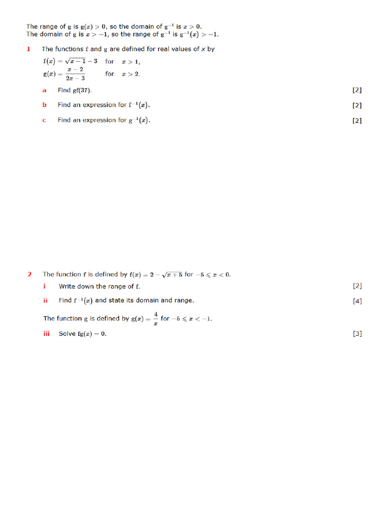 Function IGCSE (End of Chap) | PDF