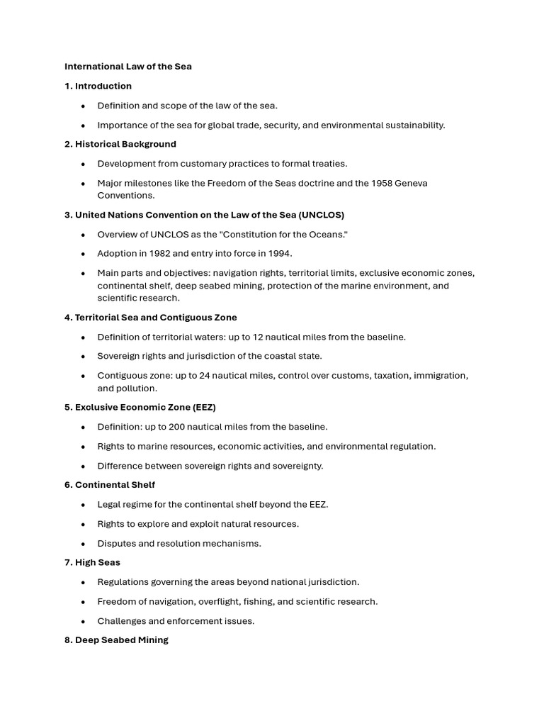 International Law of The Sea Notes | PDF | United Nations Convention On ...