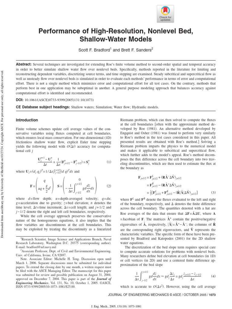 Bradford and Sanders 2005 - Performance of High Resolution Nonlevel Bed ...