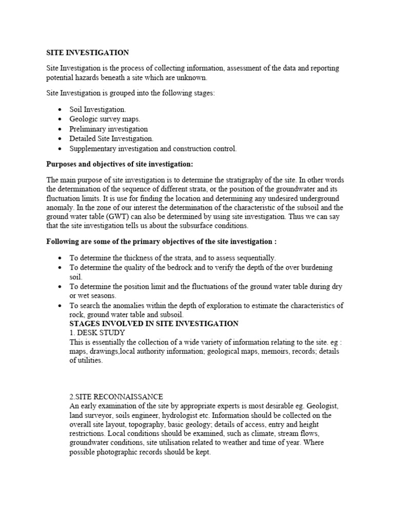 Site Investigation For Geologist | PDF | Geotechnical Engineering ...