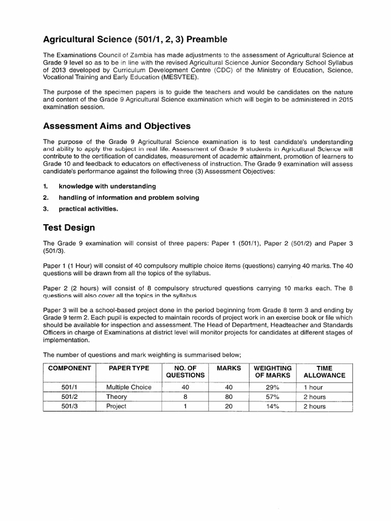 2014 Agricultural Science Paper 1 Past Paper | PDF