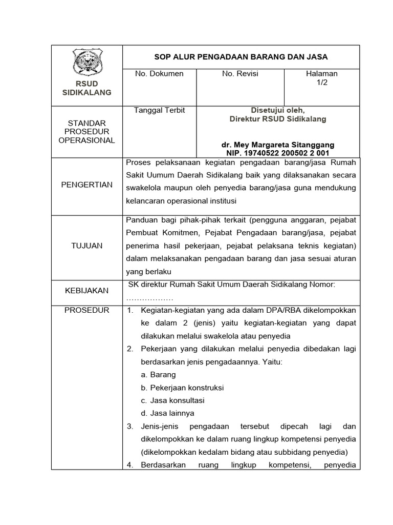 Sop Pengadaan | PDF