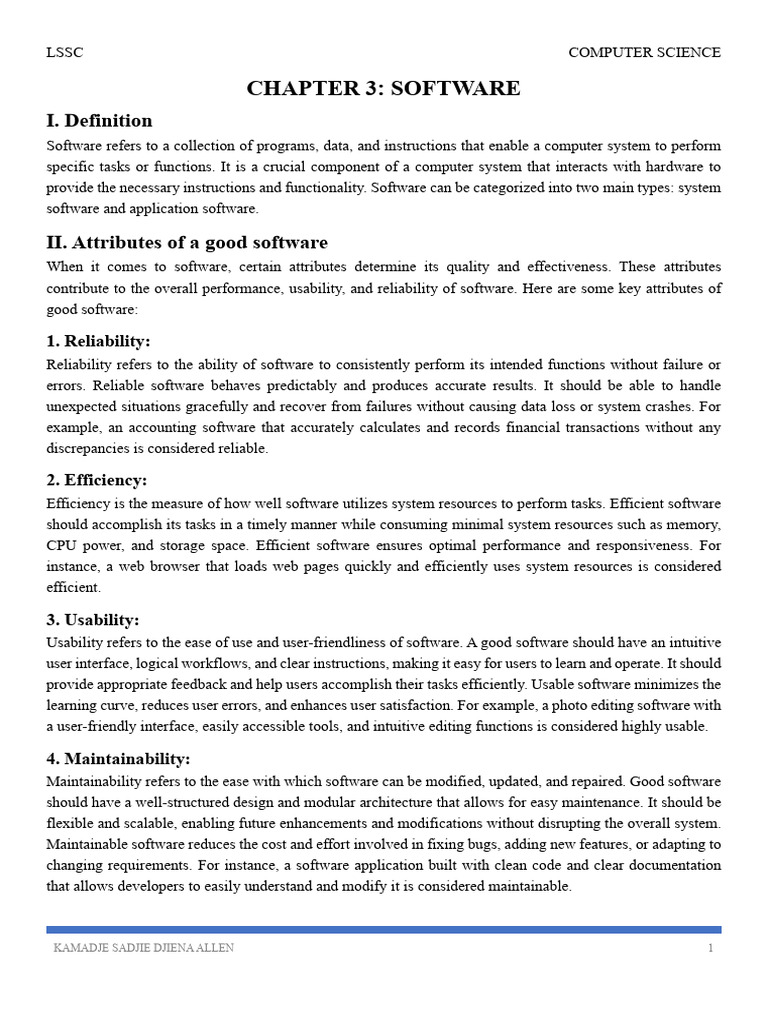 LSSC Comp. Sc. Chapter 3 Software Categorisation | PDF | Operating System | Usability