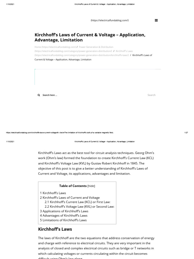 Kirchhoff's Laws of Current & Voltage - Application, Advantage ...
