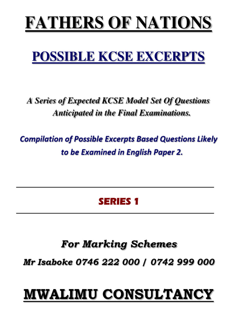 KCSE Questions on Fathers of Nations Excerpts | PDF