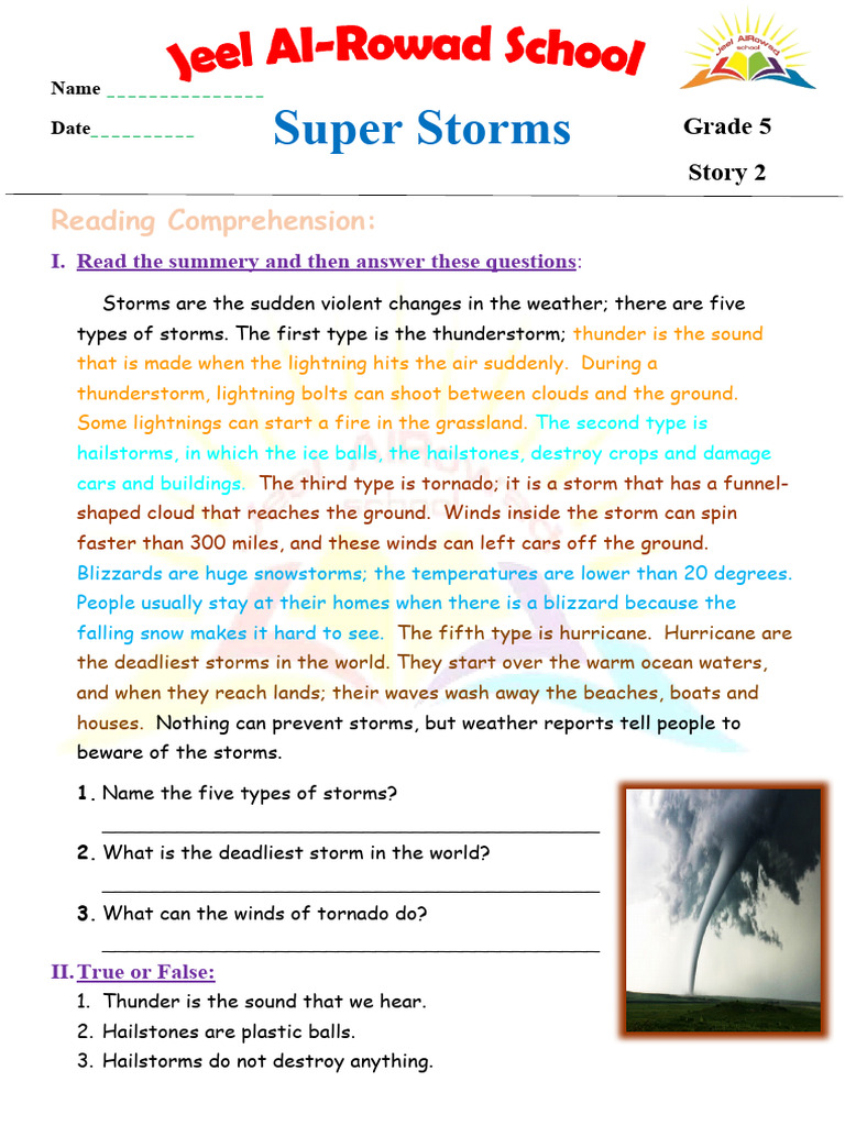 Edited Worksheet Language Art 5 | PDF | Thunderstorm | Storms