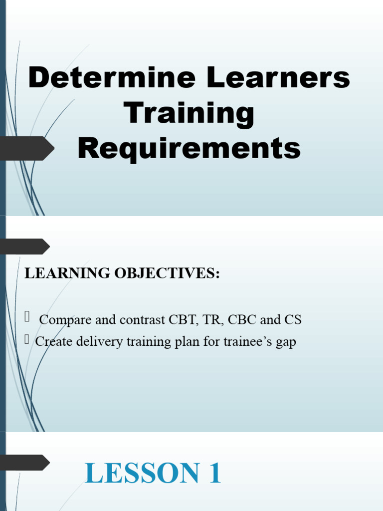 Chapter 1 Detemine Learners Training Needs Requirements | PDF ...