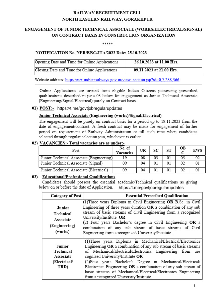 RRB 2023 Notification | PDF | Electrical Engineering