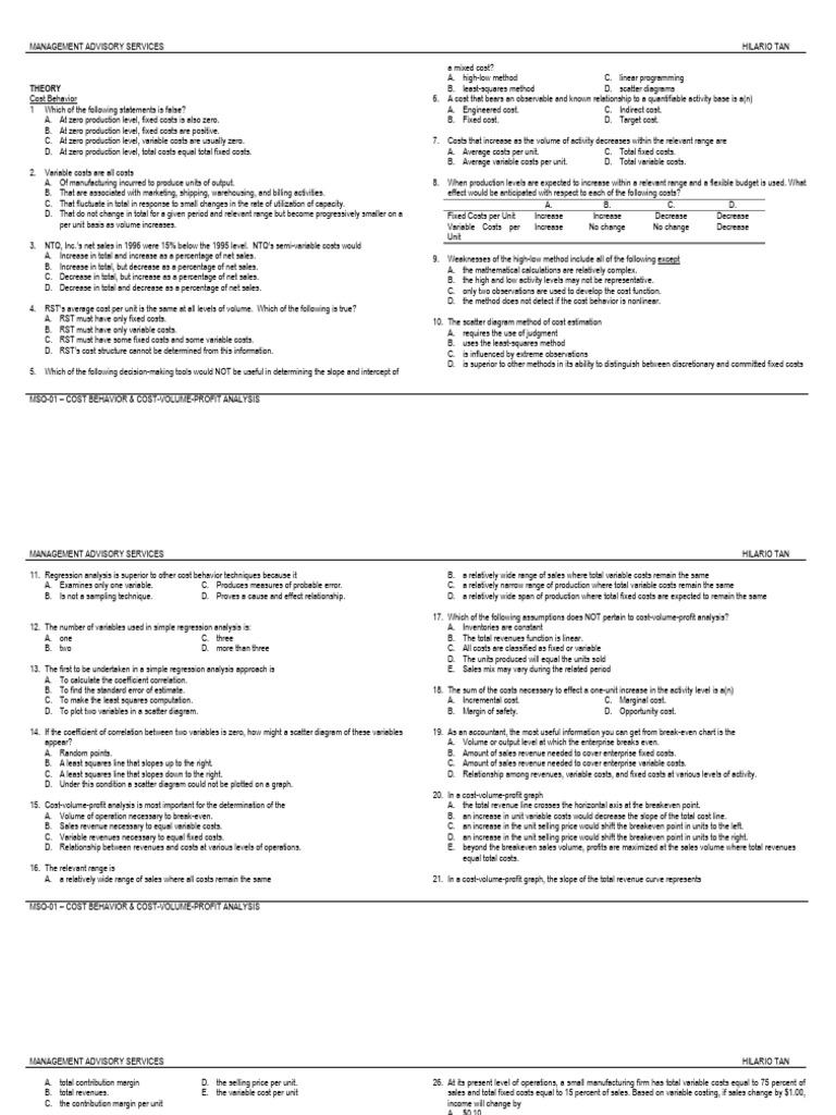Cost Behavior & CVP Analysis Guide | PDF | Business Economics | Financial Accounting