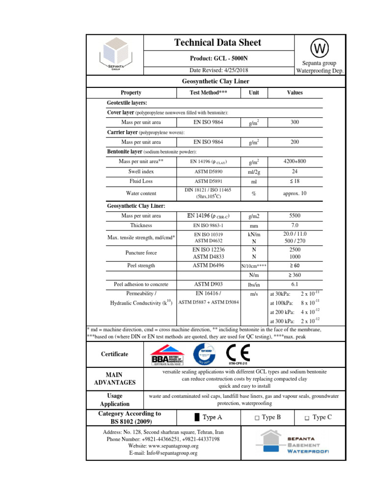 03 - Data-Sheet-GCL-5000-N | PDF | Materials | Building Materials