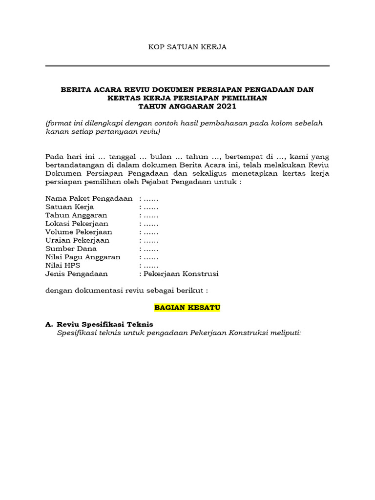 Format 12 Reviu Pekerjaan Konstruksi Pengadaan Langsung | PDF