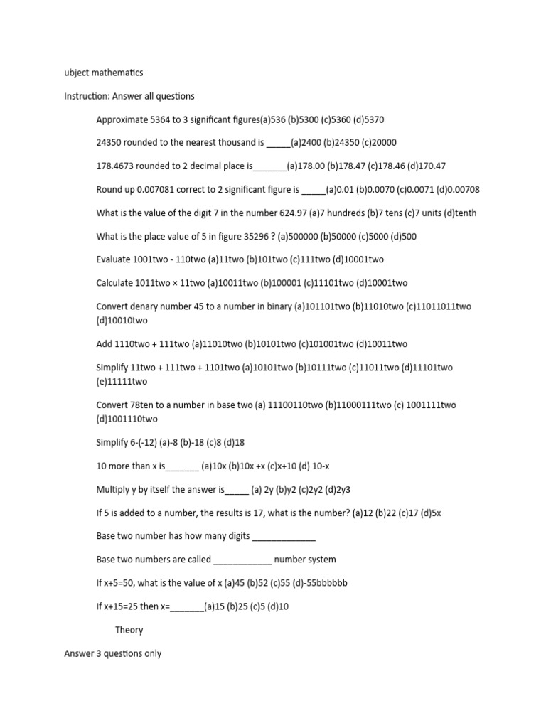 Mathematics Jss 1 | PDF
