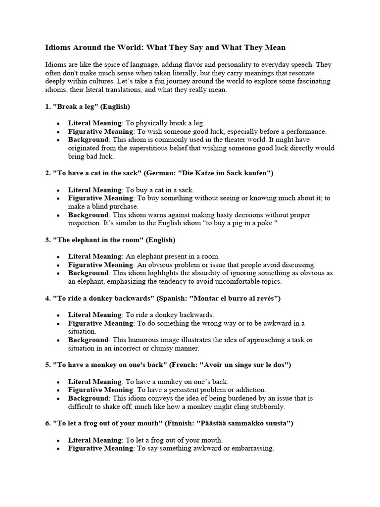 Idioms Around the World | Download Free PDF | Idiom