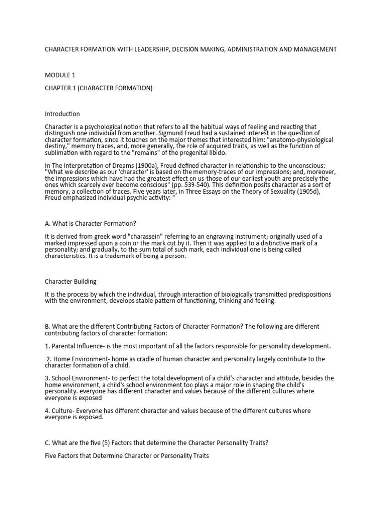 Character Formation 2 | PDF | Extraversion And Introversion | Sigmund Freud